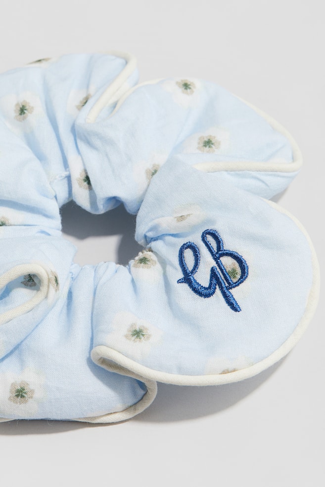 Light blue/floral Patterned Cotton Scrunchie for kids | H&M US
