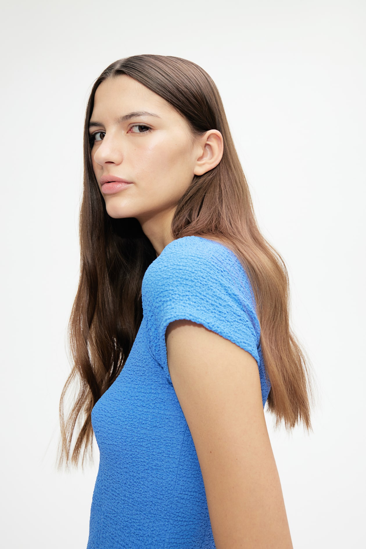Textured Jersey Top - Bright blue - Ladies | H&M US