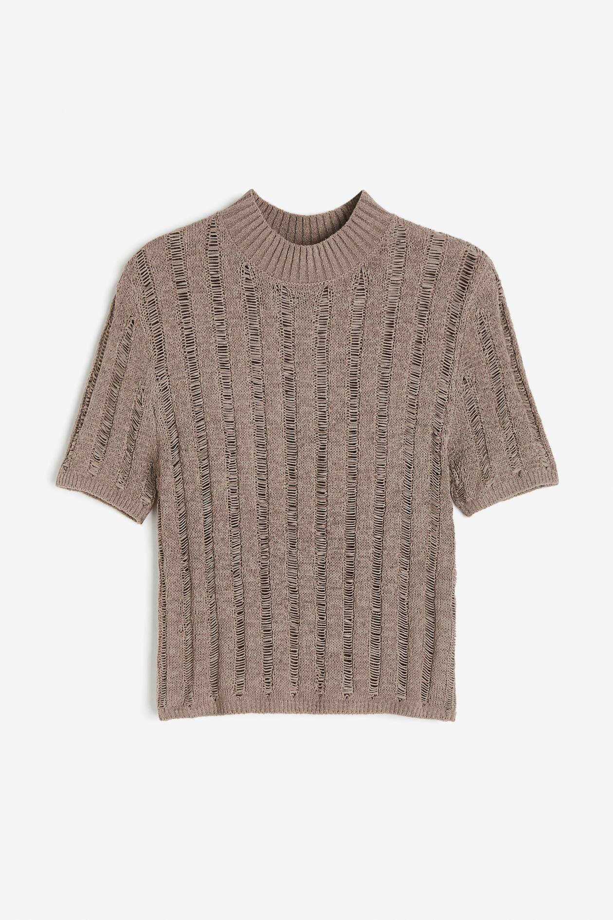 Women's Greige Ladder-stitch-look knitted top | H&M IN