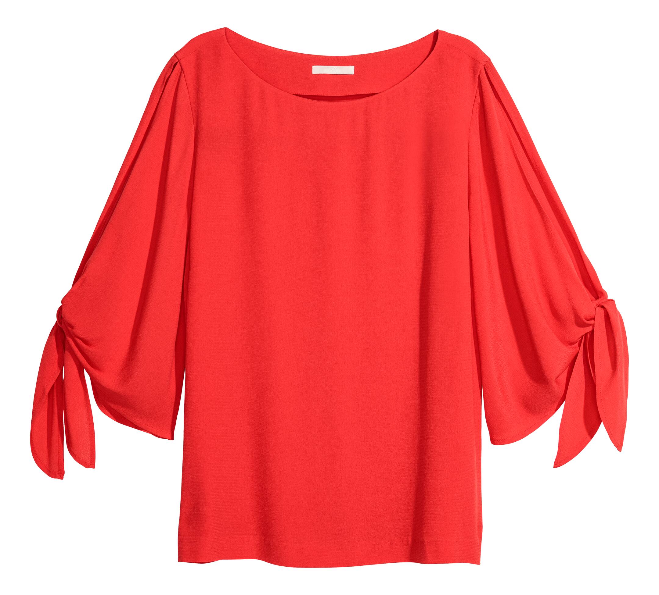 Tie-sleeve Blouse - Bright red - Ladies | H&M CA
