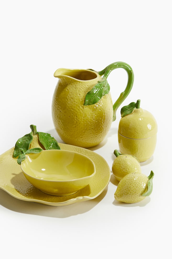 Lemon-shaped Stoneware Serving Plate - Yellow - Home All | H&M US