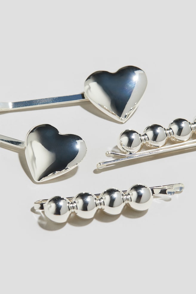 Silver-colored 4-Pack Hair Clips for kids | H&M US