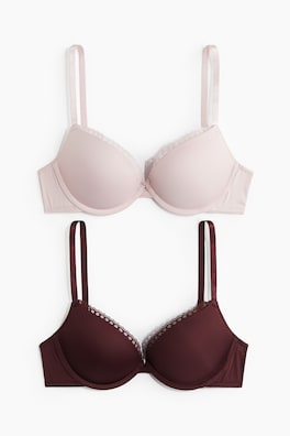 2-pack Microfiber Super Push-up Bras - Burgundy/light pink - Ladies | H ...