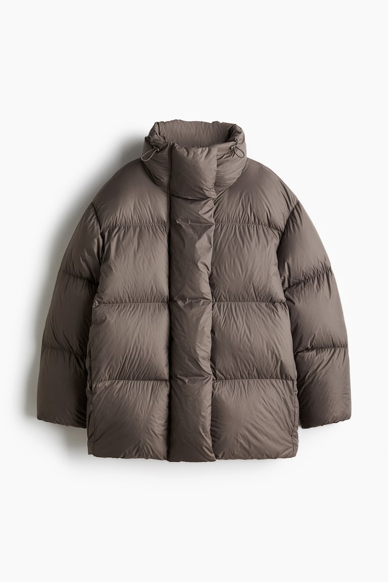 Women's Dark greige Oversized down puffer jacket | H&M GB
