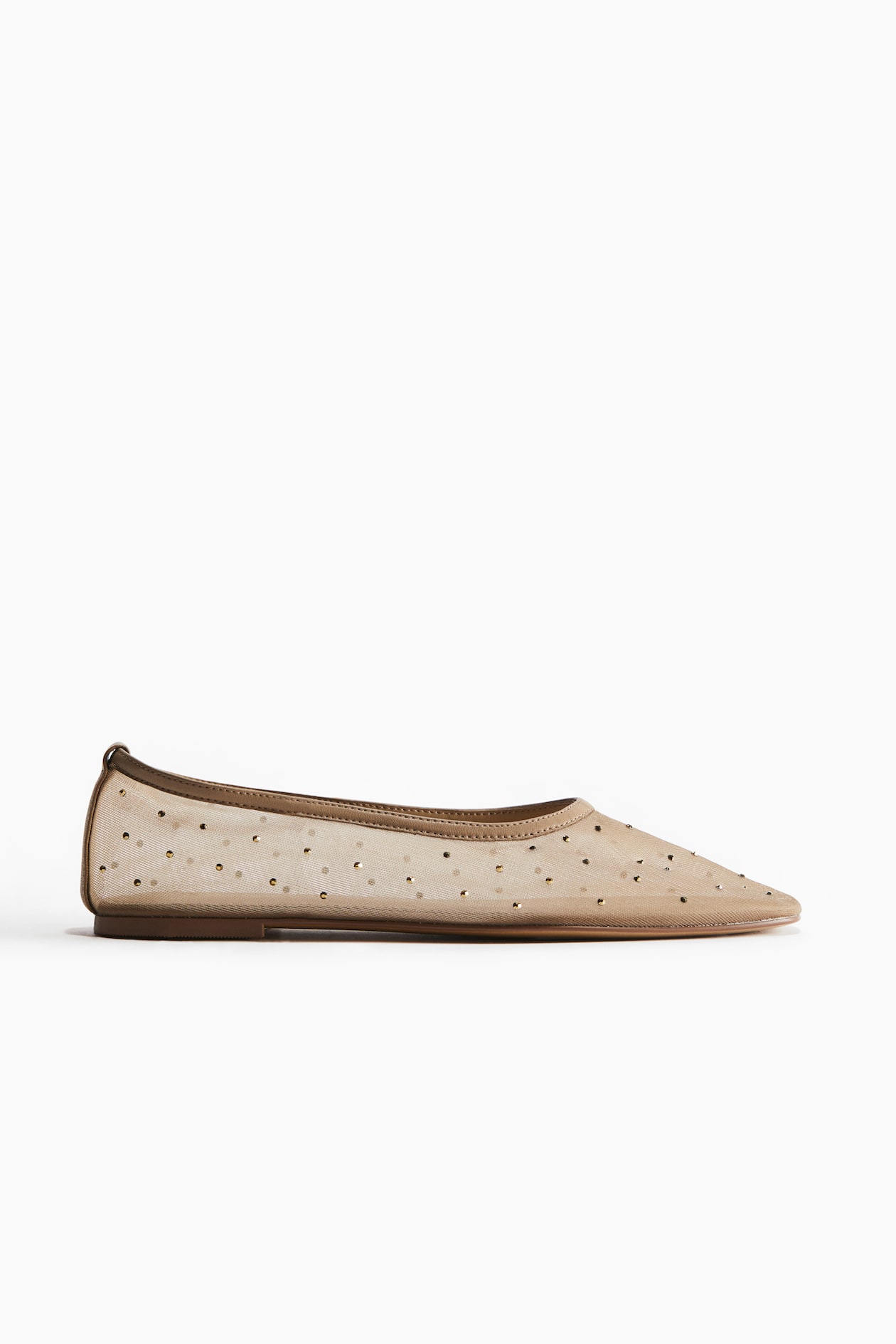 Women's Beige Rhinestone-Embellished Ballet Flats | H&M US