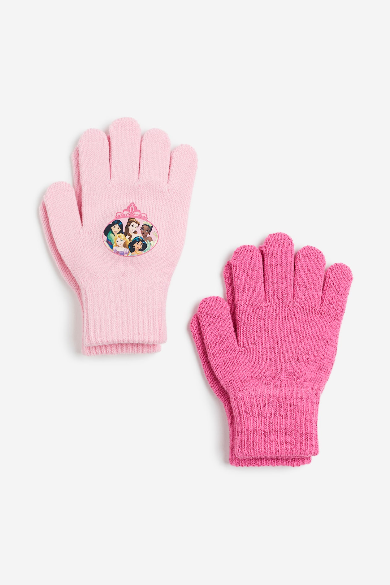 2-pack fine-knit gloves - Pink/Disney Princesses - Kids | H&M GB