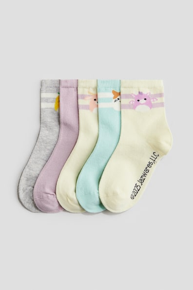 Light yellow/Squishmallows 5-pack Motif-Detail Socks for kids | H&M US
