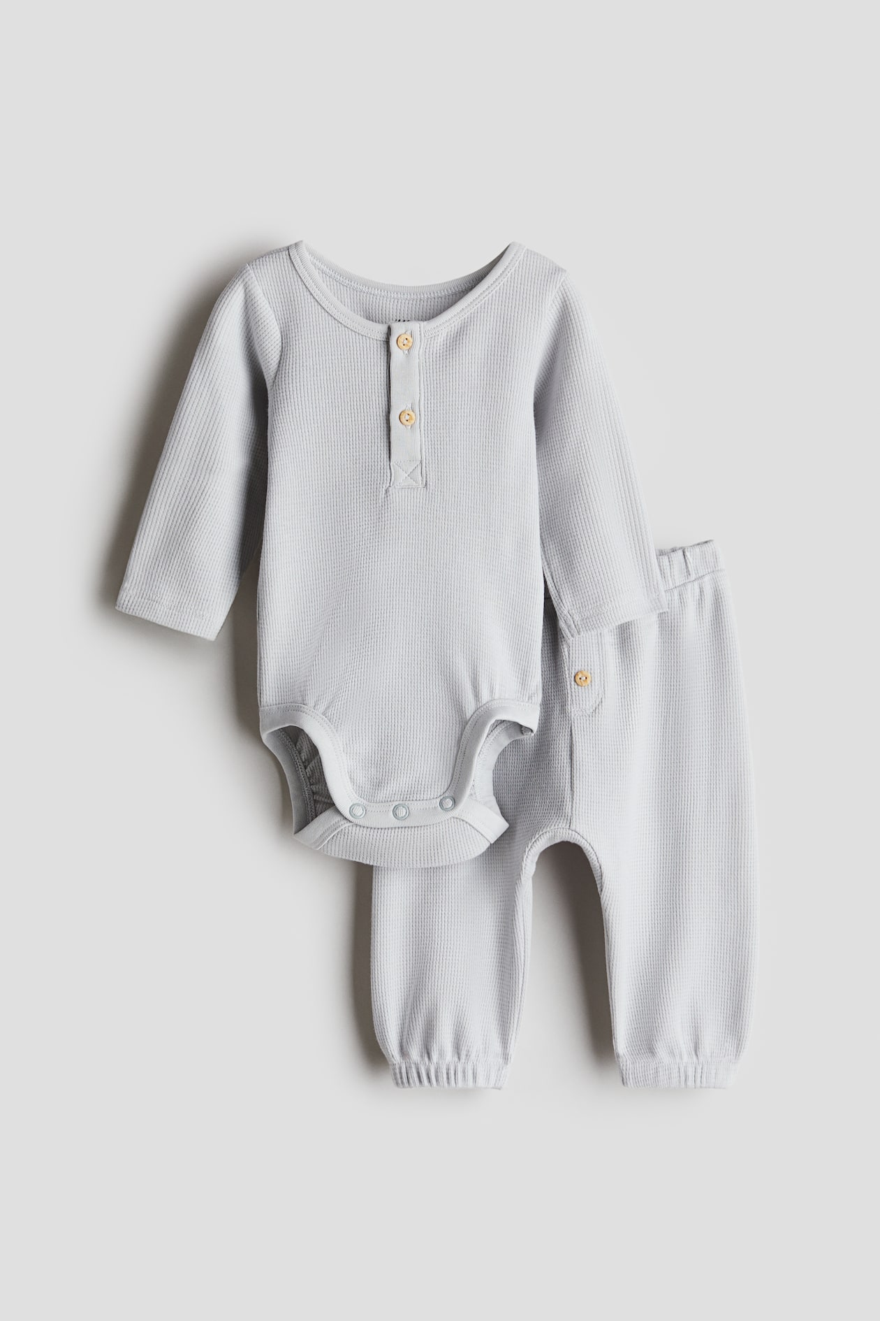 2-teiliges Set mit Henley-Body und Hose - Hellgrau - Kids | H&M DE