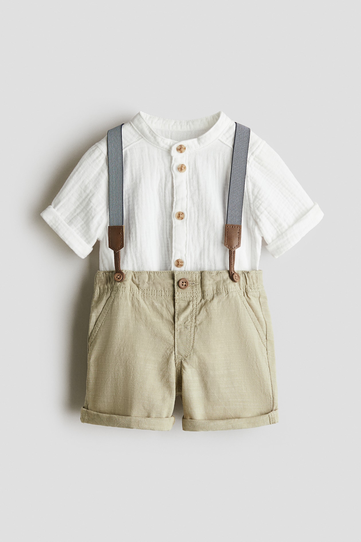 Ensemble 2 pièces avec bretelles - Beige clair/blanc - ENFANT | H&M BE