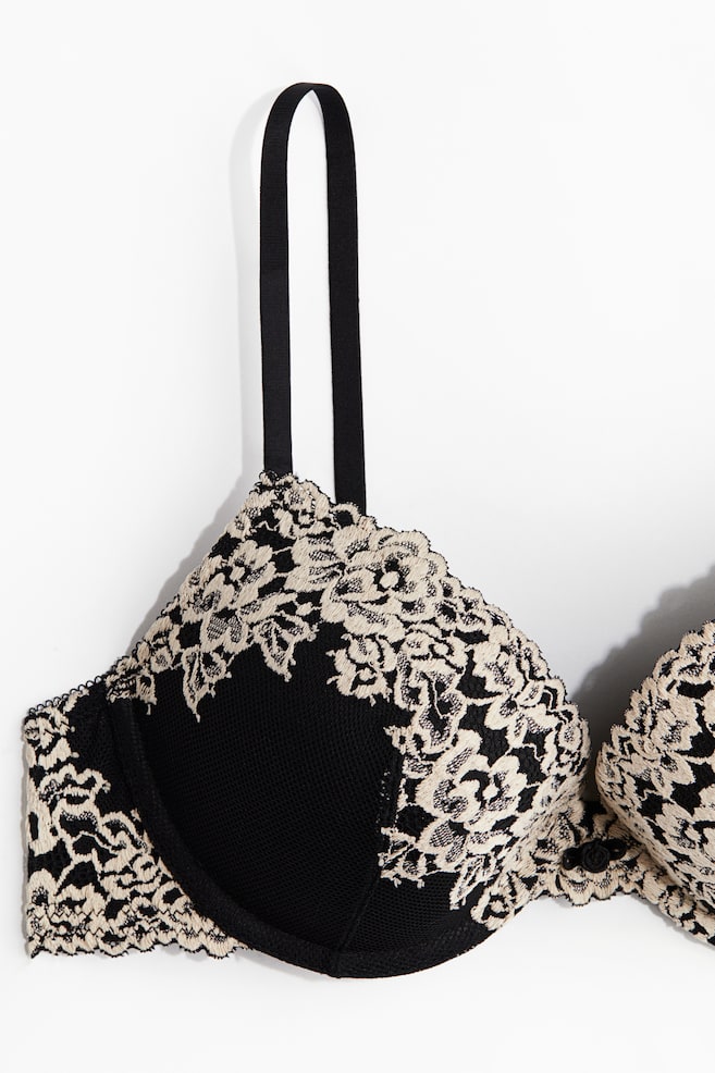 Women's Black/Cream Lace push-up bra | H&M GB