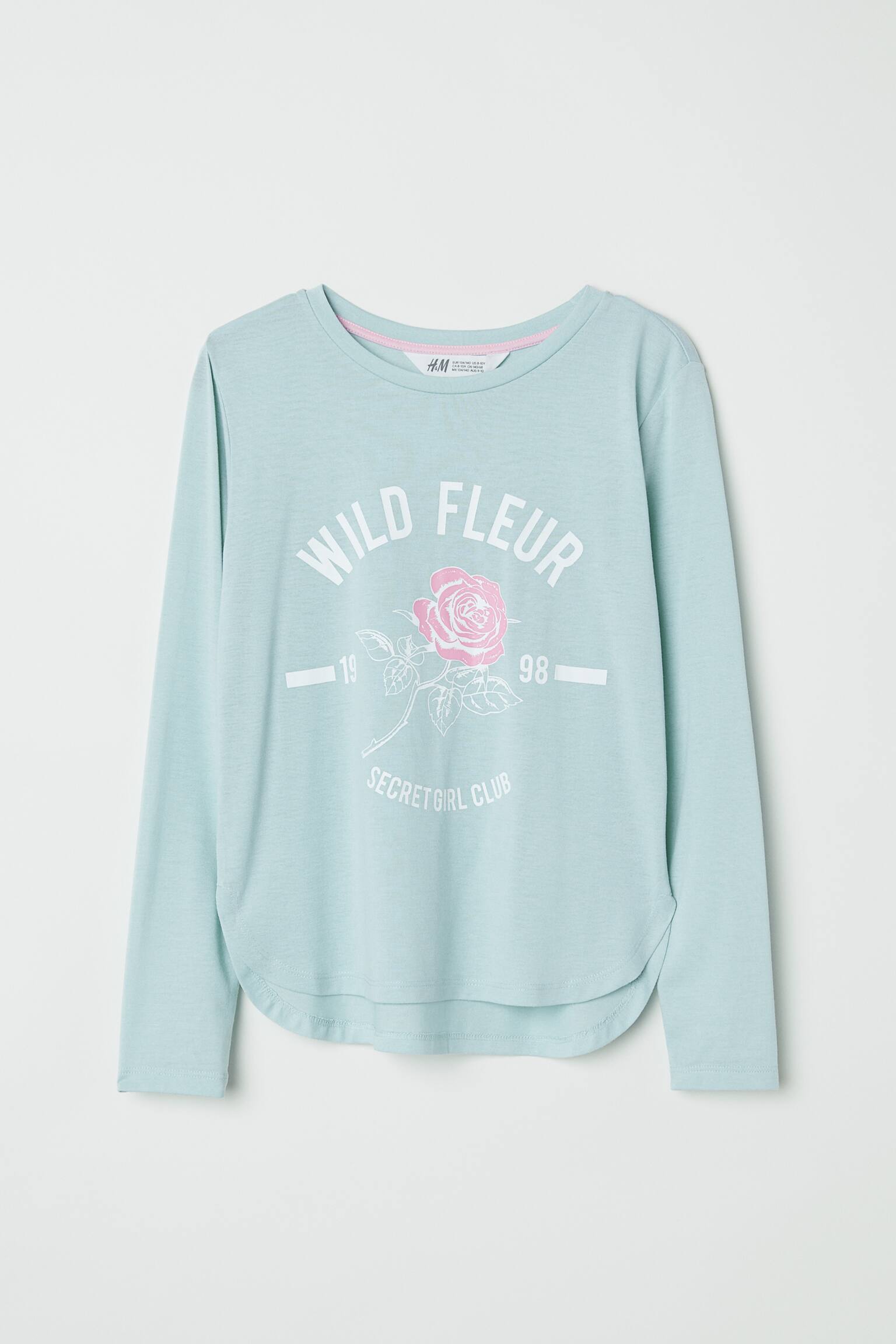 Turquoise Jersey Top with Printed Design for kids | H&M US