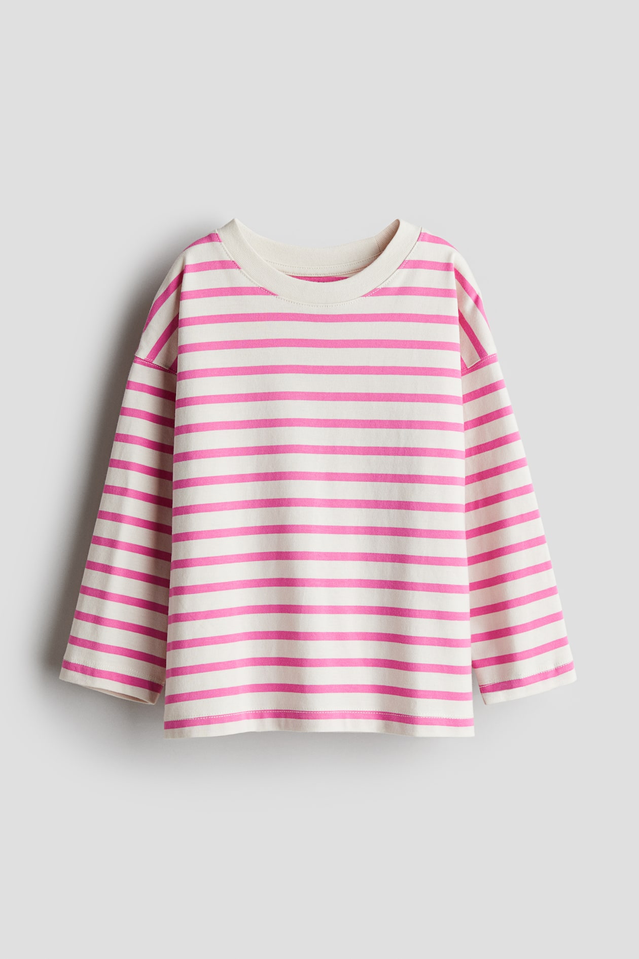 Oversized Jerseyshirt - Cremefarben/Rosa gestreift - Kids | H&M DE