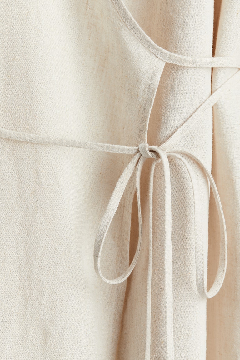 Linen-Blend Robe - Cream - Ladies | H&M US