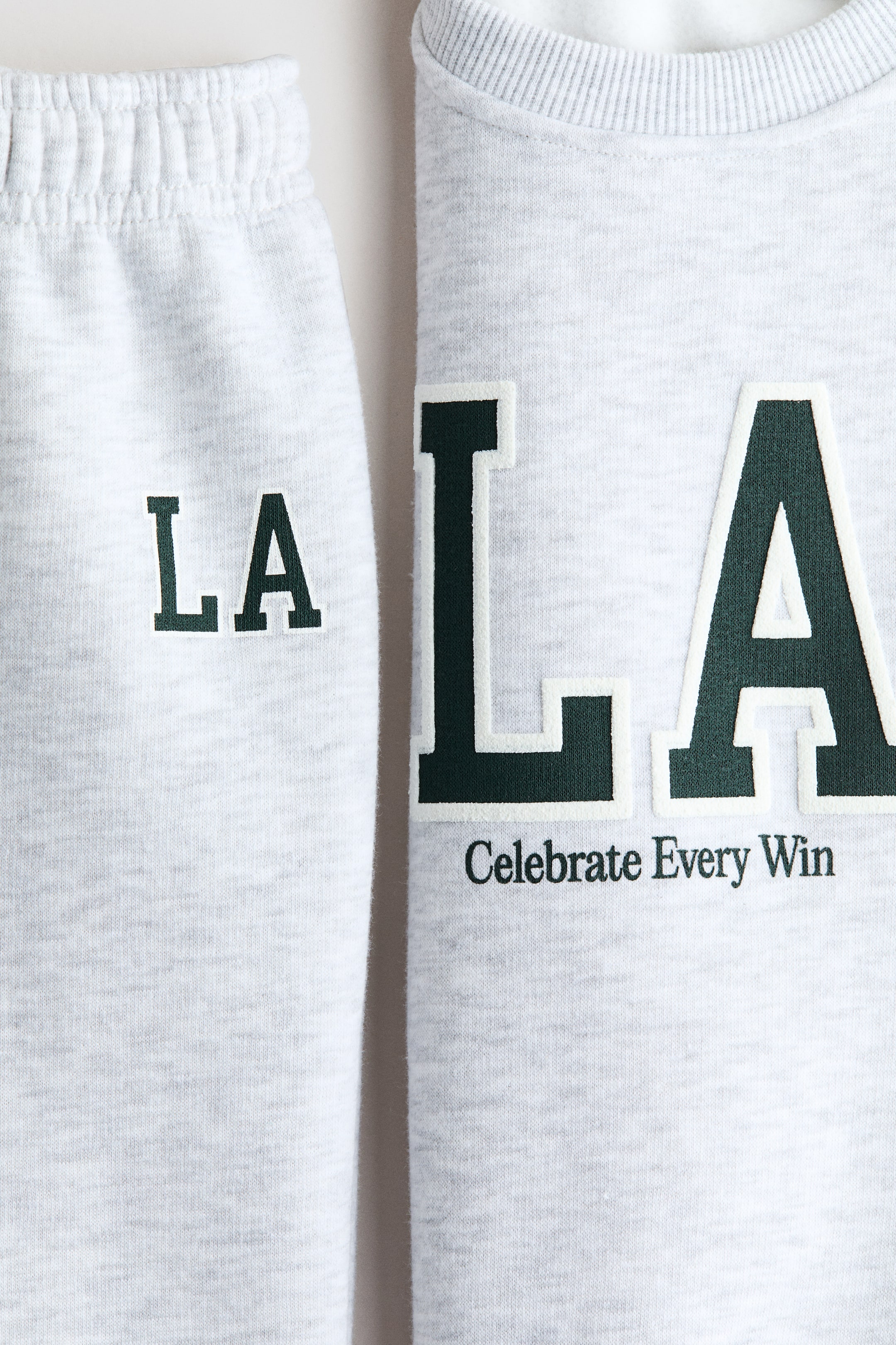 2-piece motif-detail sweatshirt set - Light grey marl/LA - Kids | H&M IE
