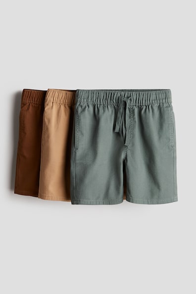 3-pack Shorts - Brown/beige/dark green - Kids | H&M US