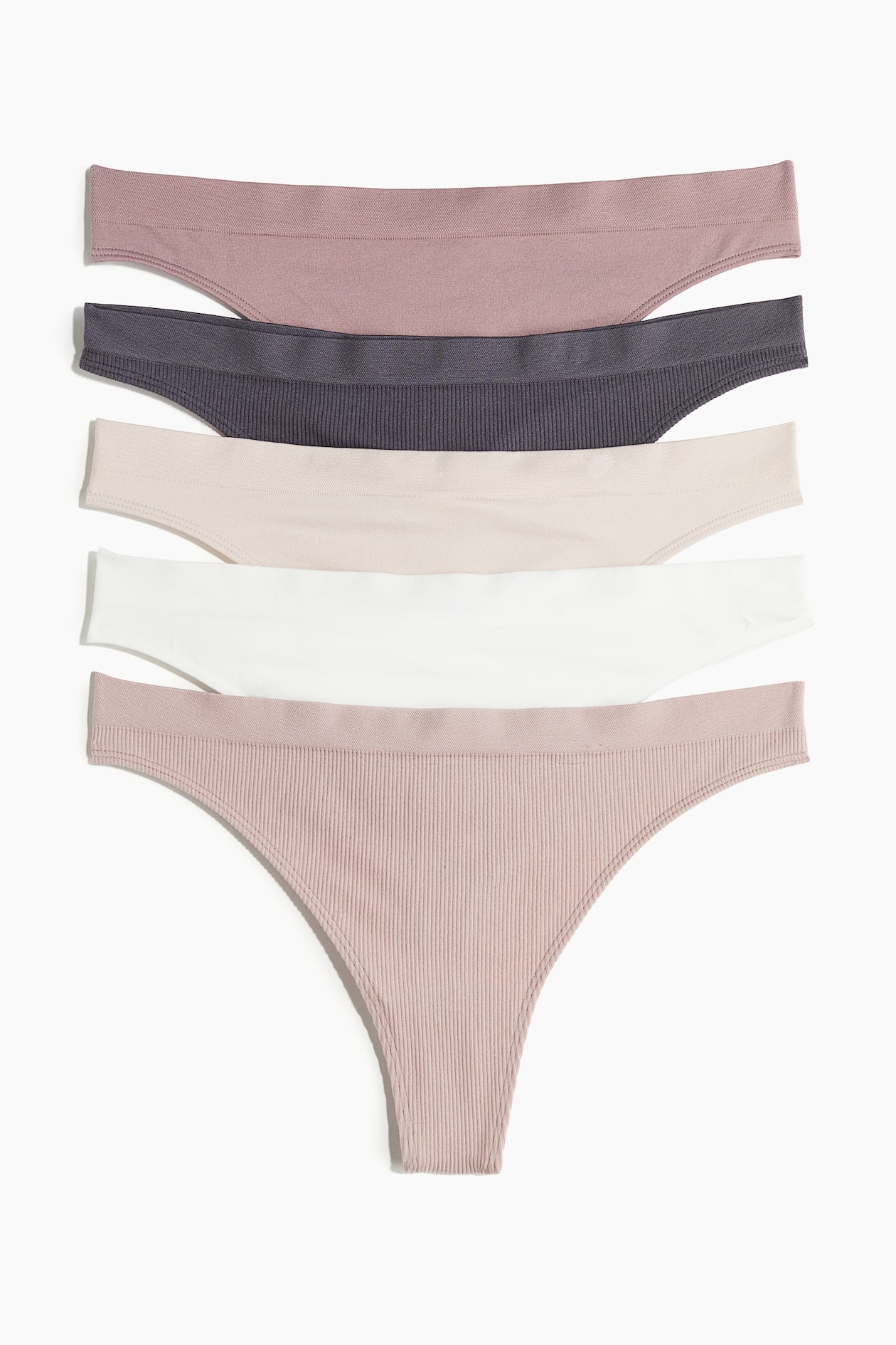 5er-Pack Strings Seamless - Mattrosa/Dunkelgrau/Weiß - Ladies | H&M DE