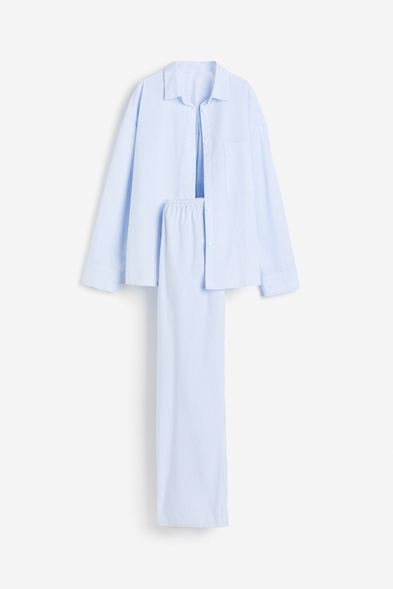 Women's Light blue/white striped Pajama Shirt and Pants | H&M CA