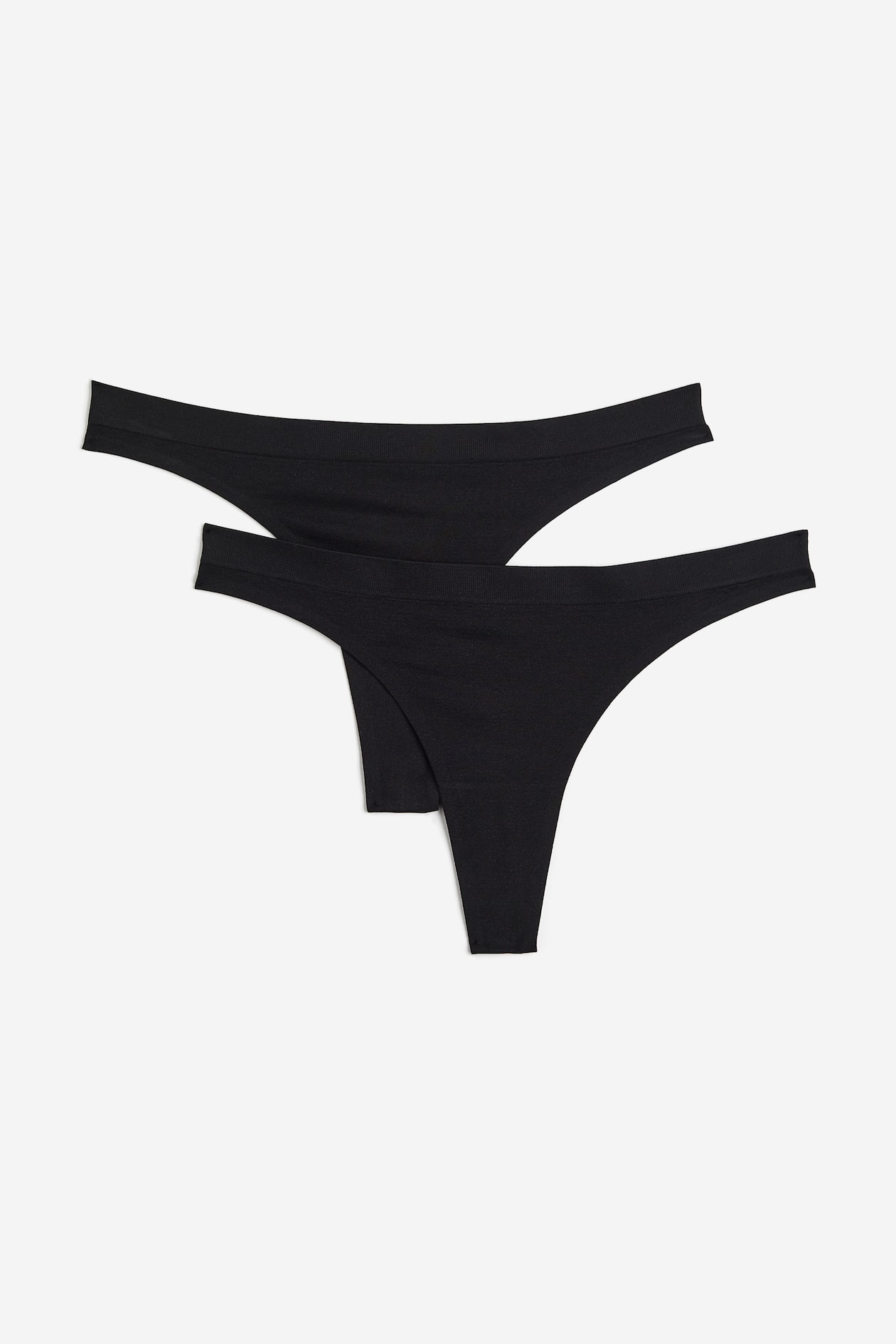 - Bezszwowe figi thong 2-pak - Czarny - ONA | H&M PL