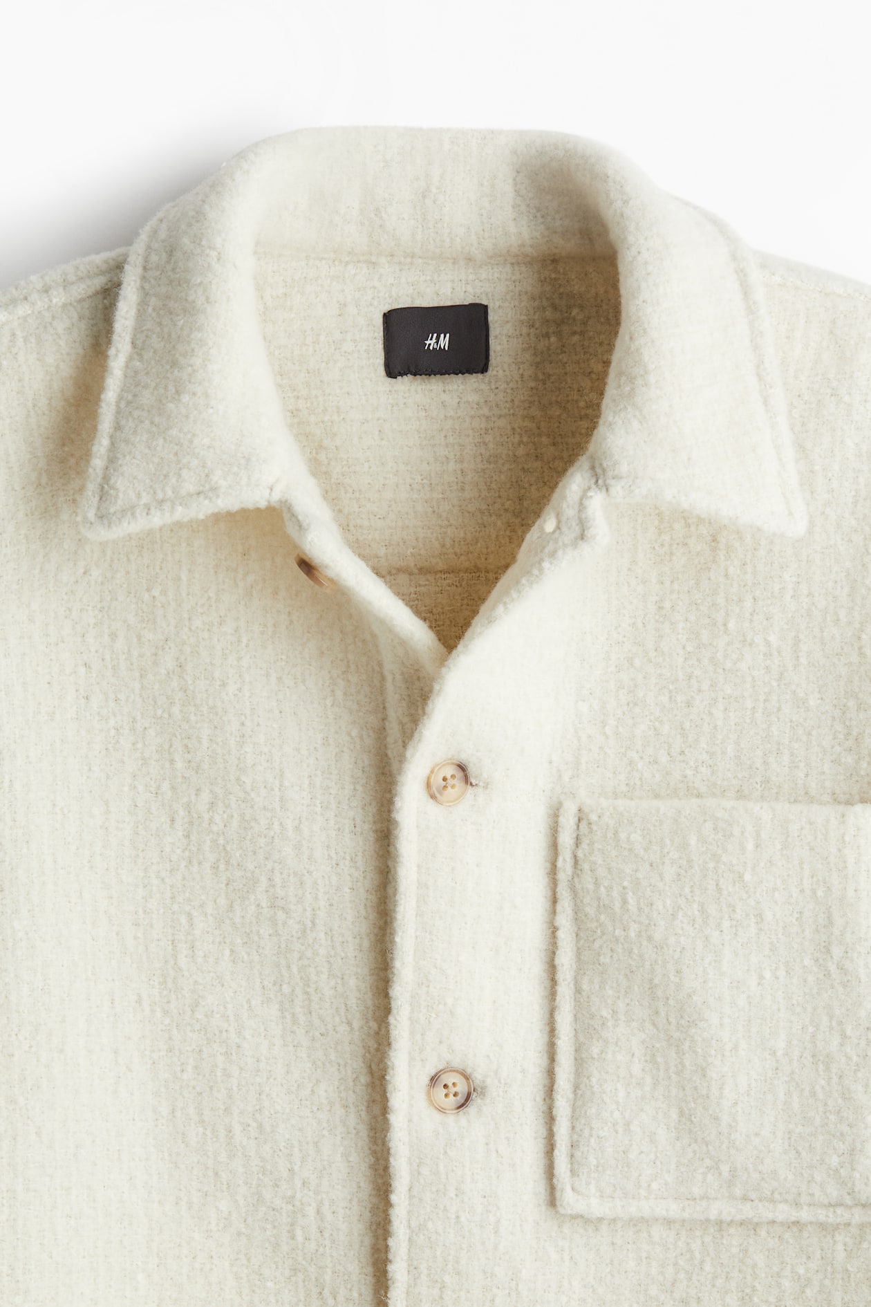 Men’s White Loose Fit Bouclé Overshirt | H&M CA