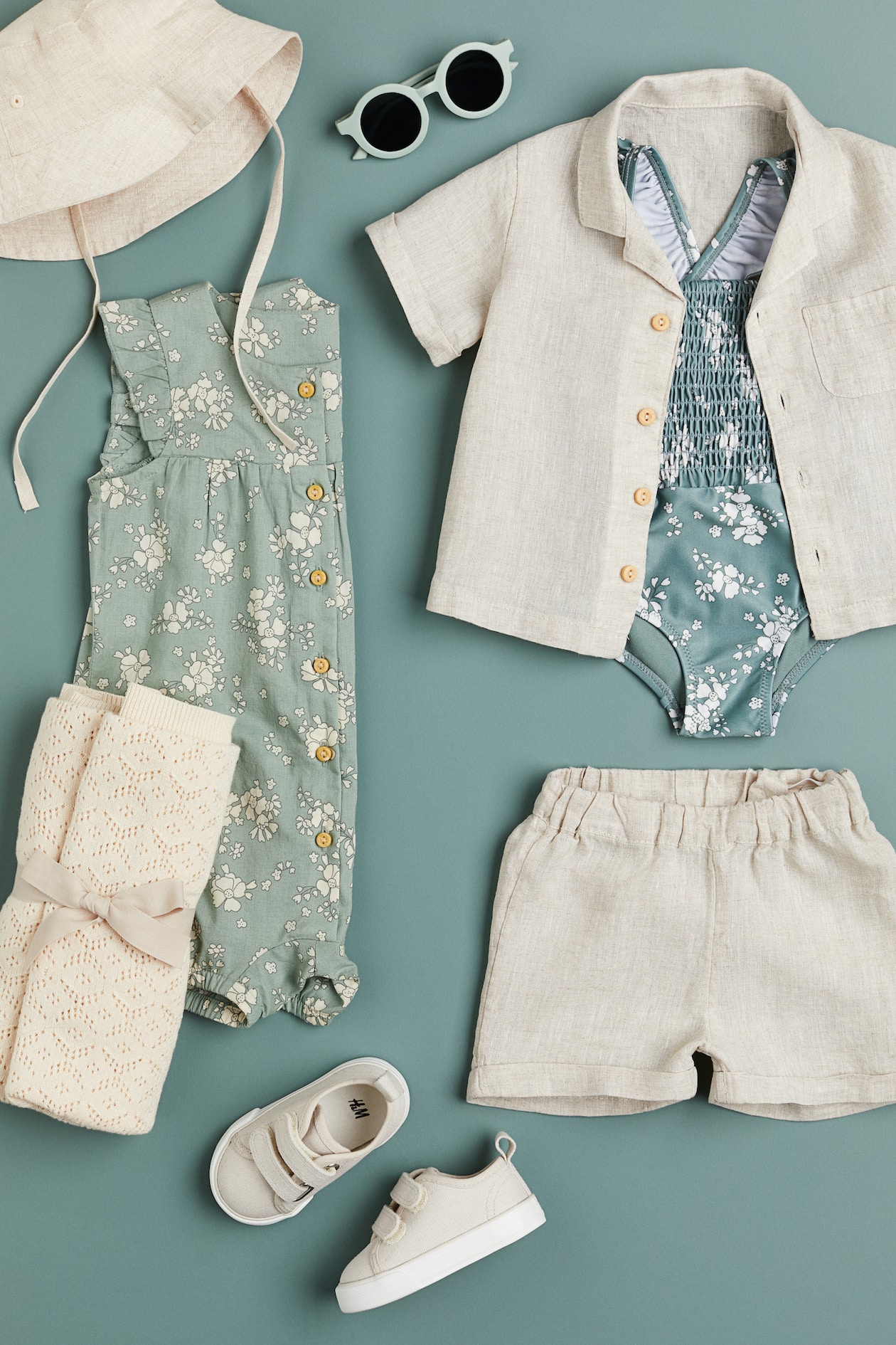 Light beige 2-piece Linen Set for kids | H&M US