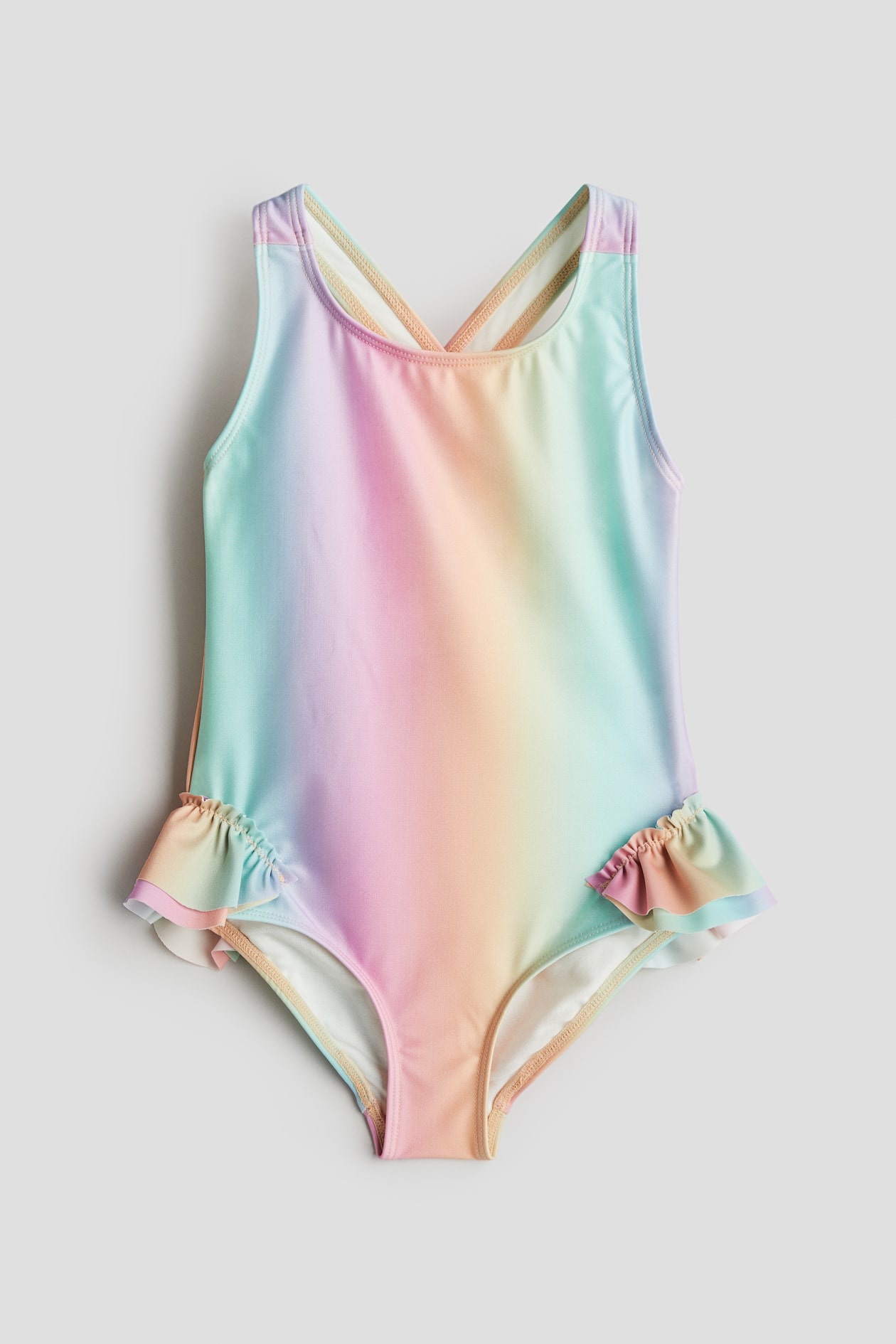Fato de banho com folhos - Rosa claro/Turquesa - CRIANÇA | H&M PT