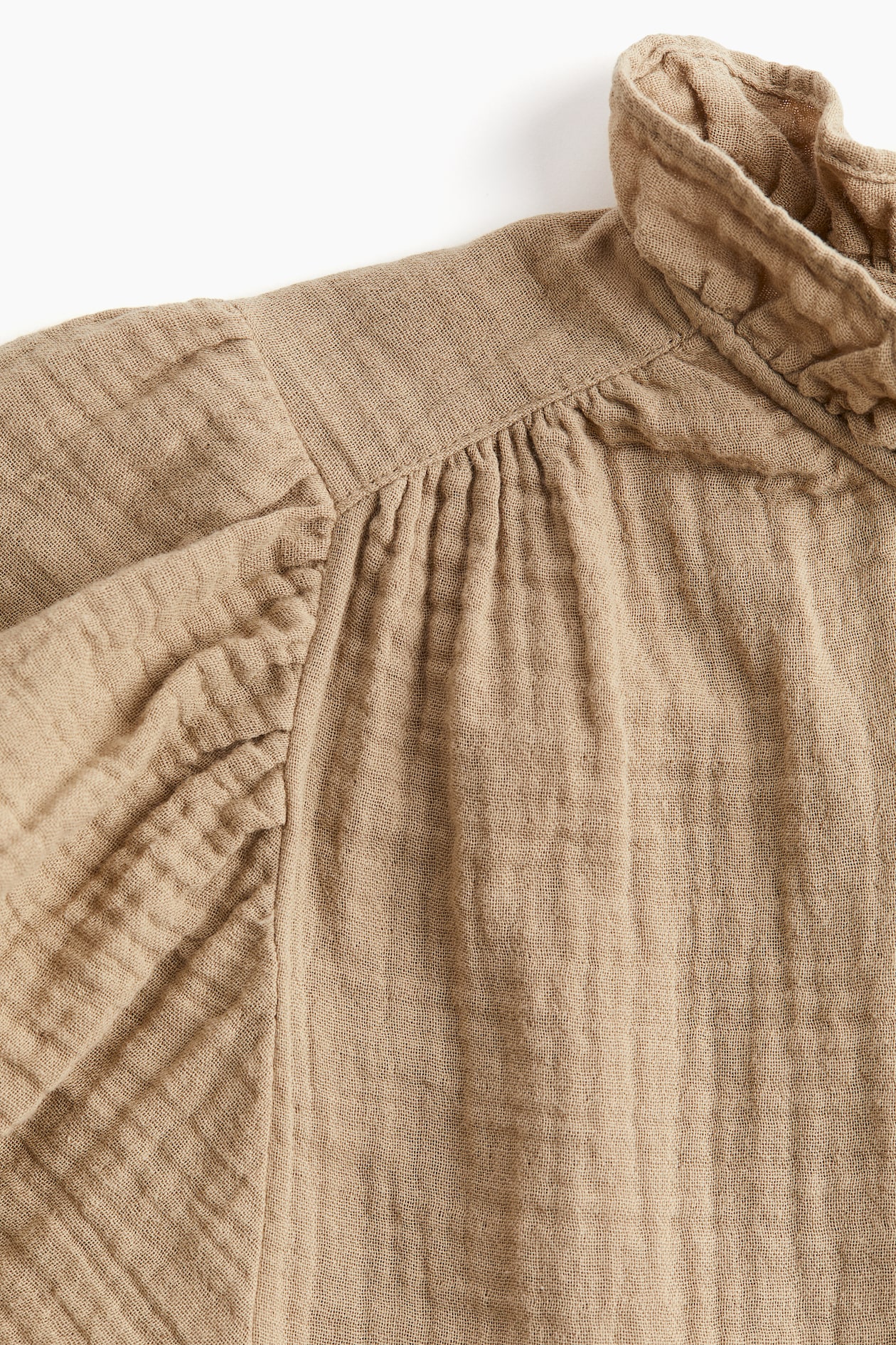 Frill-trimmed muslin blouse - Beige - Ladies | H&M GB