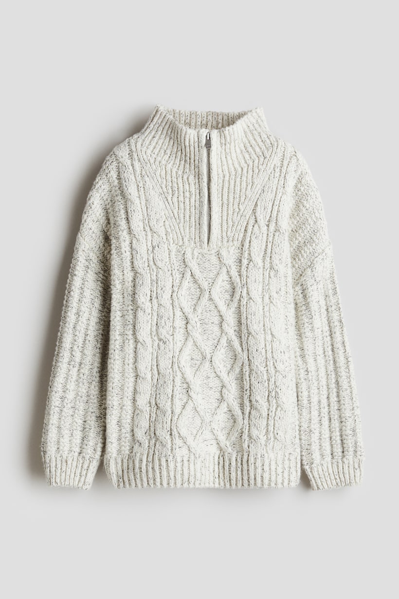 Cream melange Half-Zip Sweater for kids | H&M US