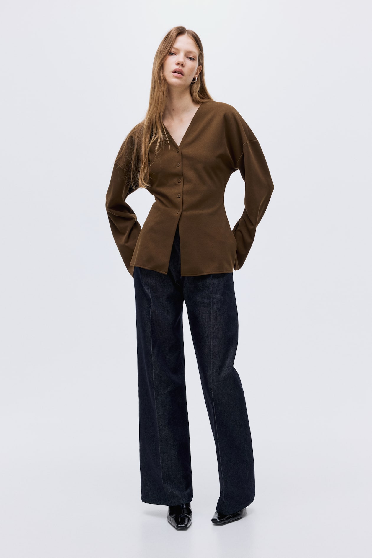 Women's Brown Button-Front Top | H&M CA