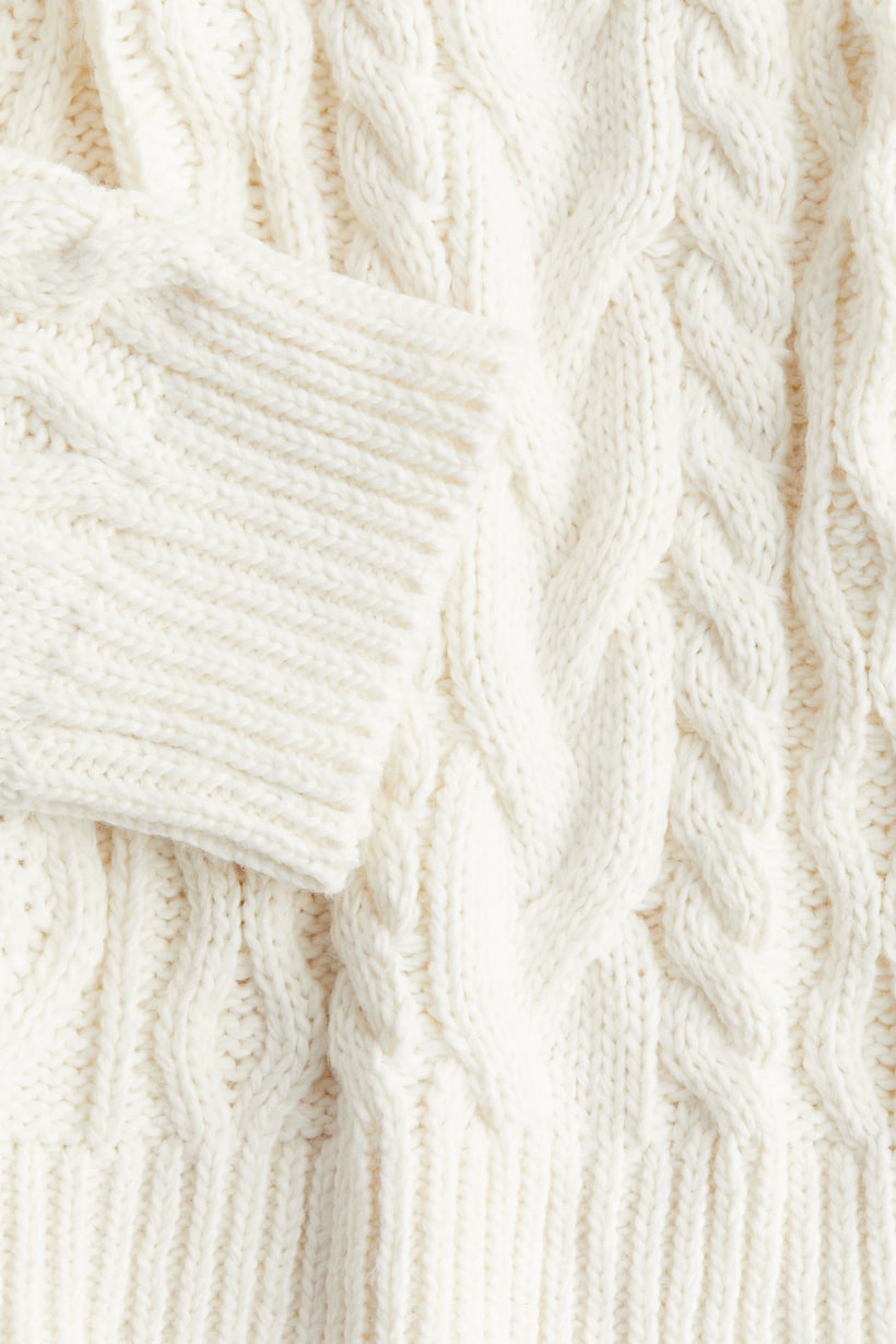 Cable-Knit Turtleneck Sweater - White - Ladies | H&M US