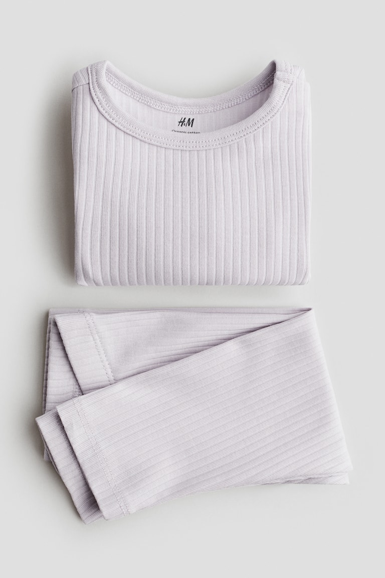 Light purple Ribbed Cotton Set for kids | H&M US