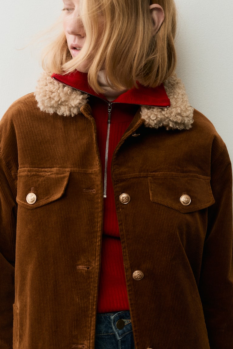 Women's Brown Padded Corduroy Jacket | H&M US