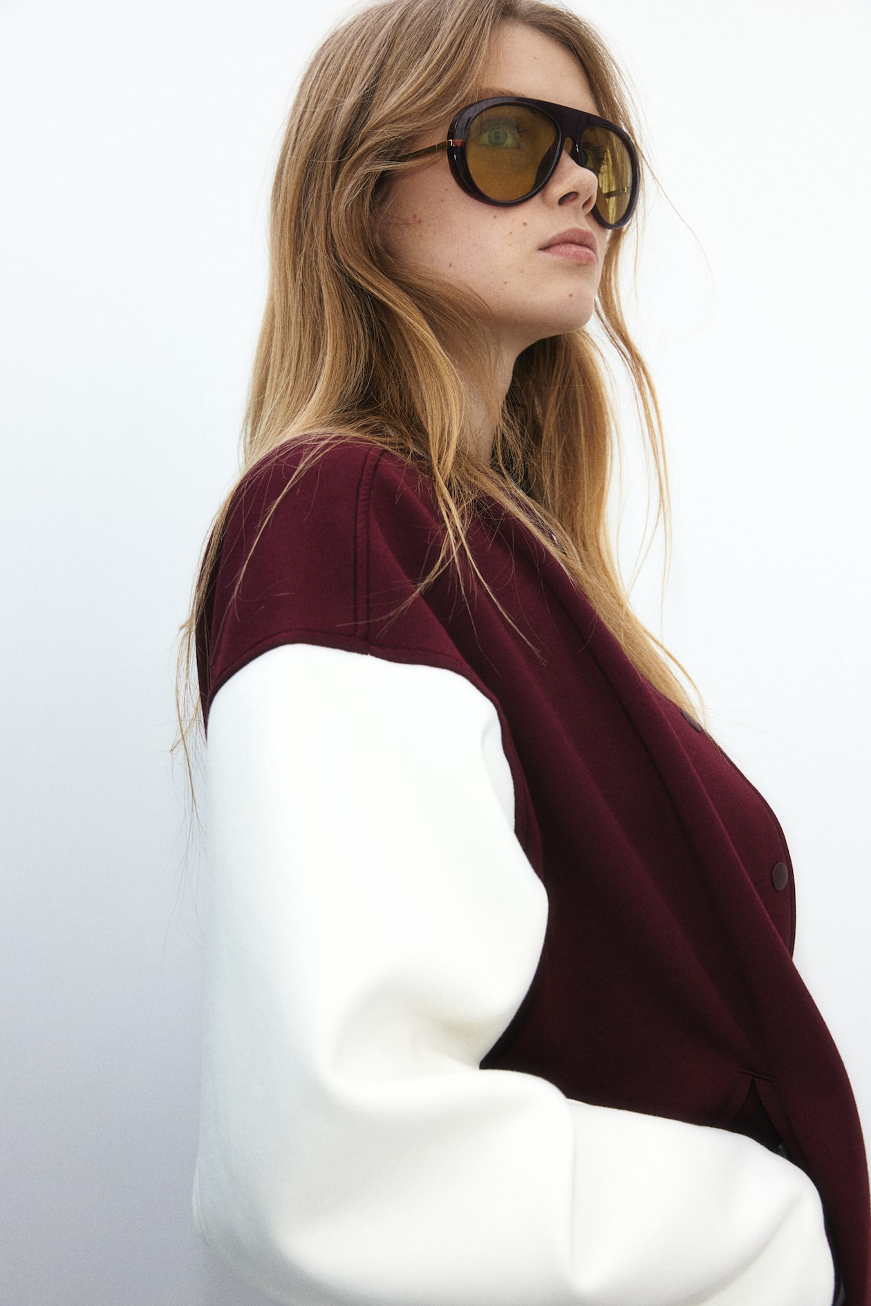 Women's Burgundy/color-block Motif-Detail Baseball Jacket | H&M CA