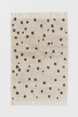 Tapis à pois en coton - Beige clair/pois gris - Home All | H&M FR