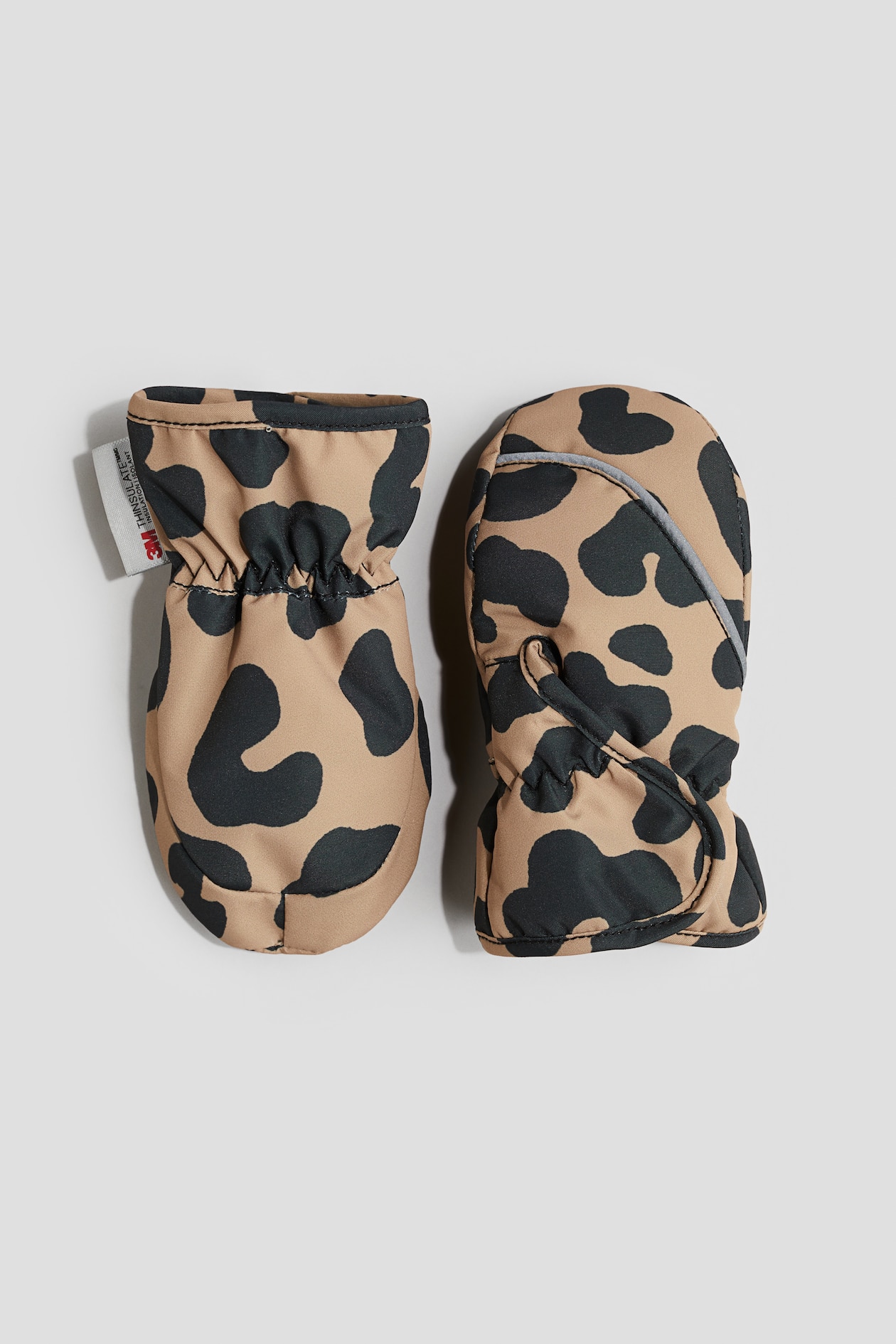Beige/Leopard-print Water-repellent mittens for kids | H&M GB