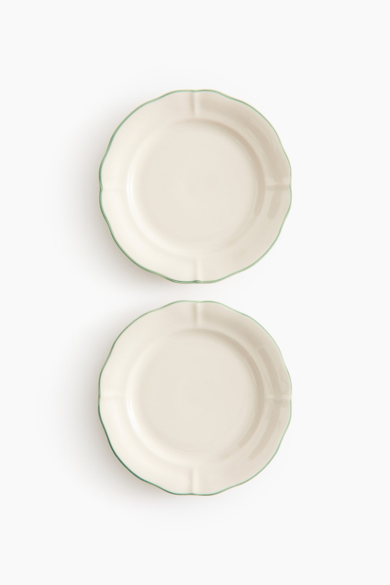 2-pack stoneware starter plates - Green/Light beige - Home All | H&M GB