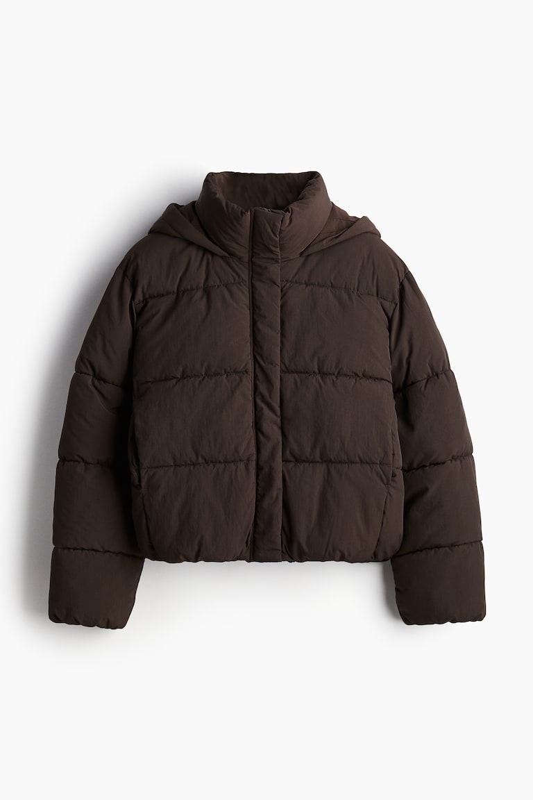 Hooded Puffer Jacket - Dark brown - Ladies | H&M US