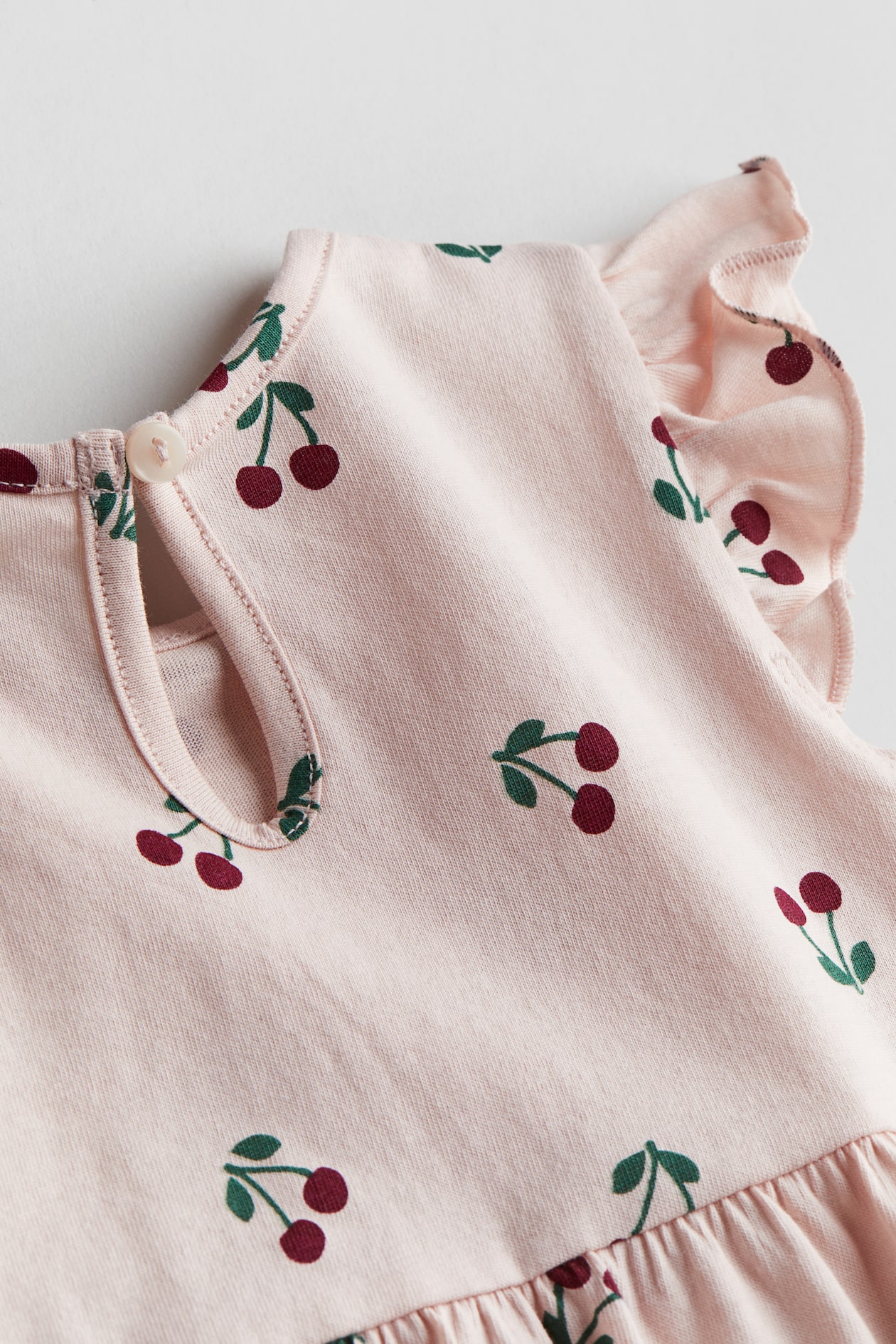 Ruffle-Trimmed Jersey Dress - Light pink/cherries - Kids | H&M US