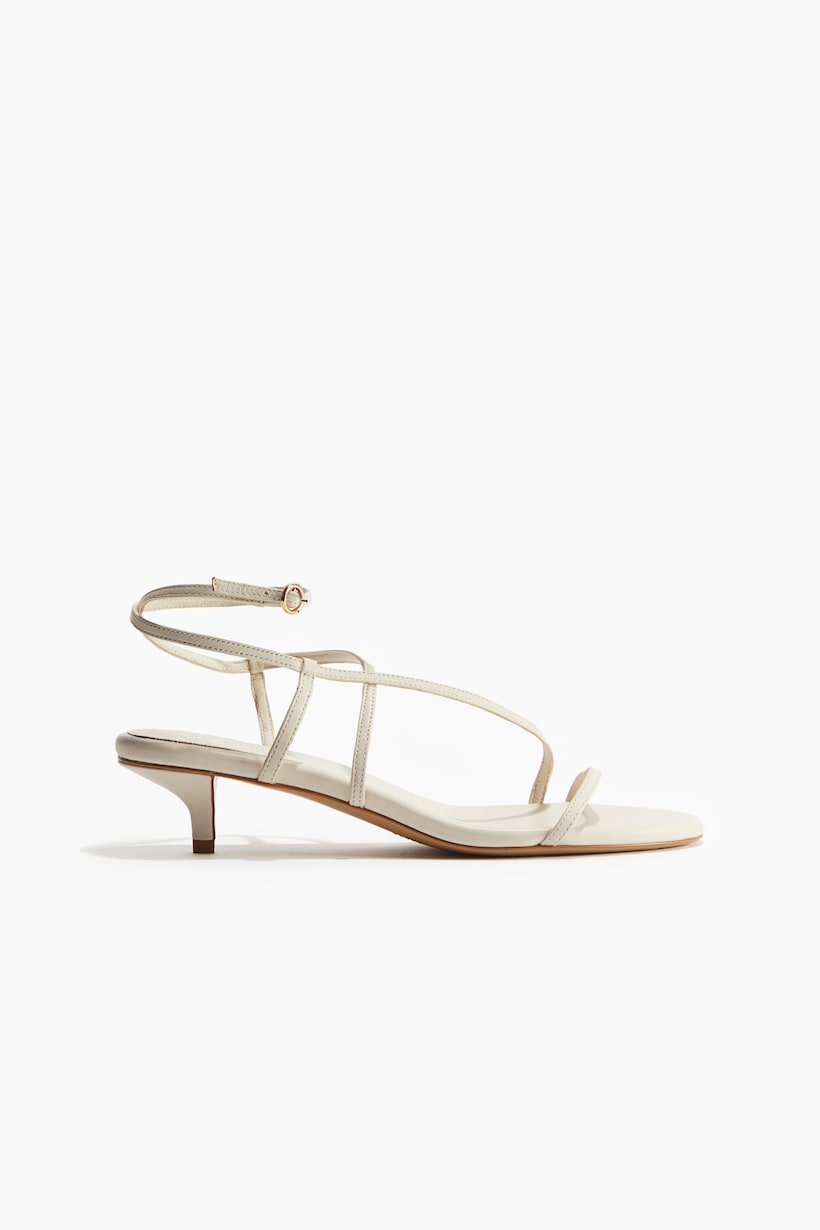 Sandales en cuir avec talon kitten heel - Beige clair - FEMME | H&M FR