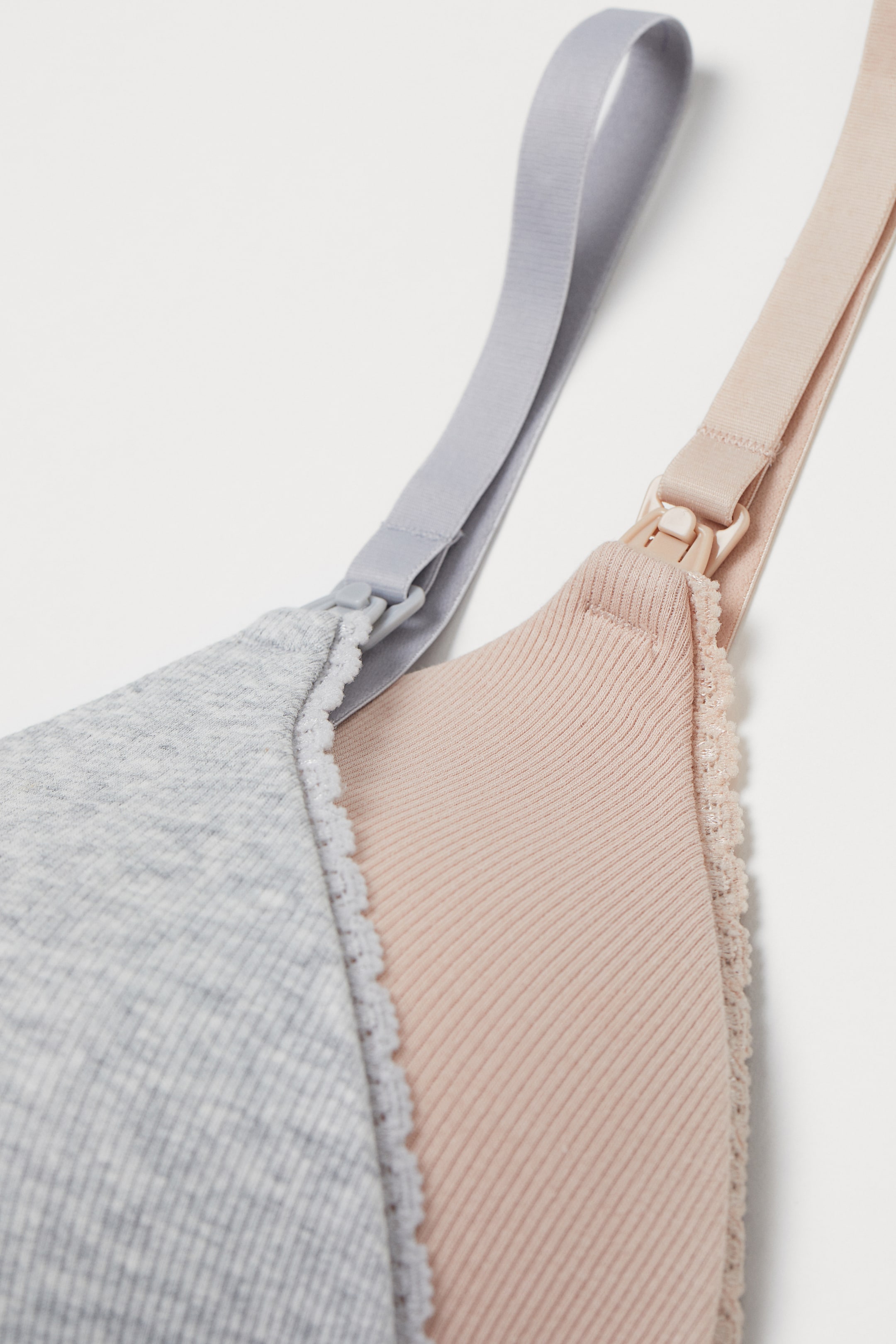 MAMA 2-pack Nursing Bras - Light gray/powder beige - Ladies | H&M CA