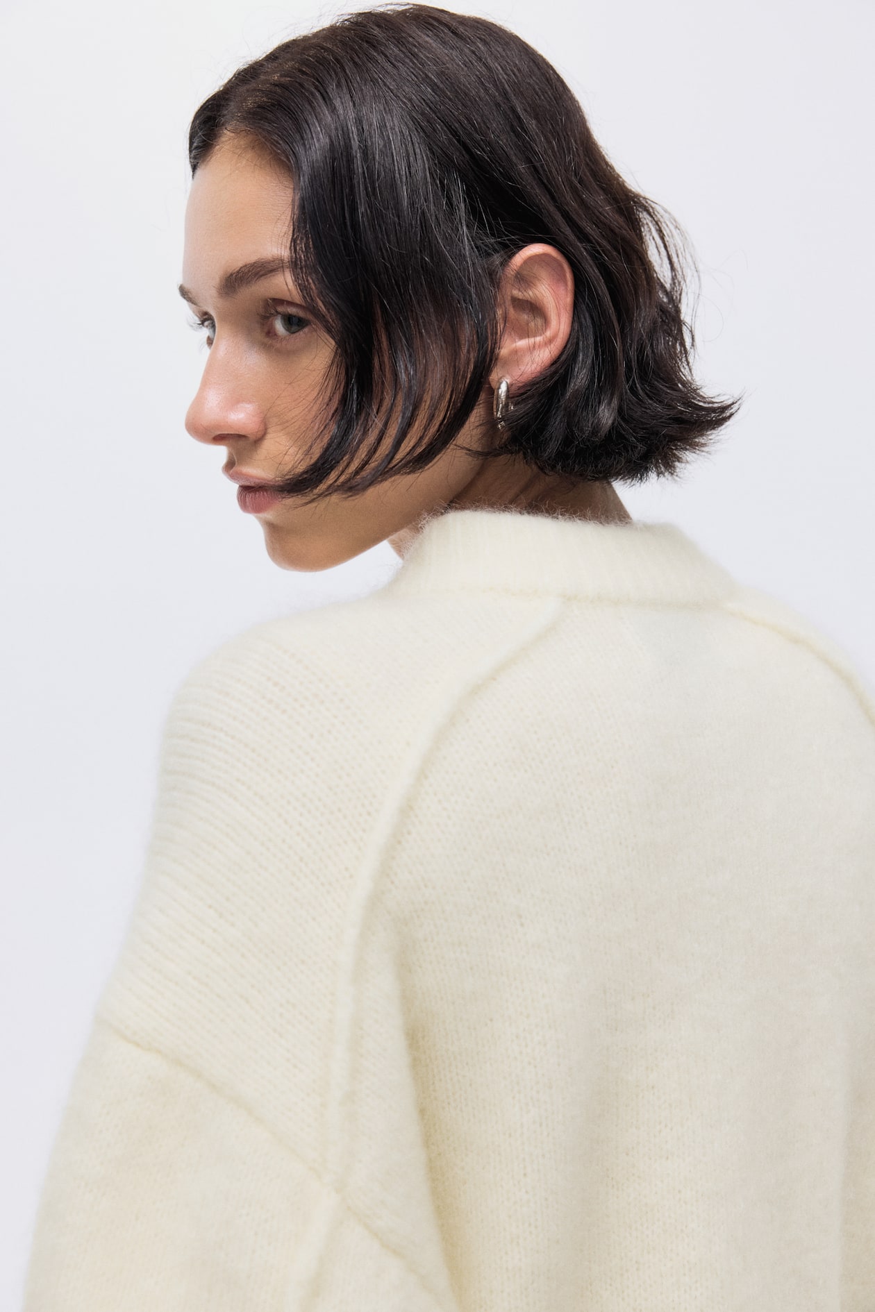 Mohair-blend zip-through cardigan - Light beige - Ladies | H&M GB