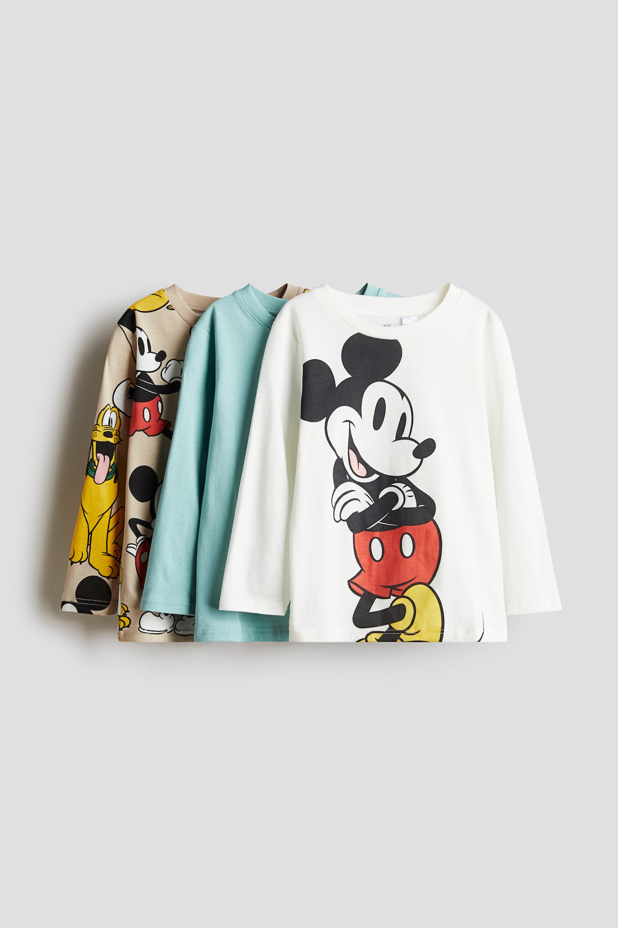 3-pack Long-sleeved T-shirts - White/Mickey Mouse - Kids | H&M US