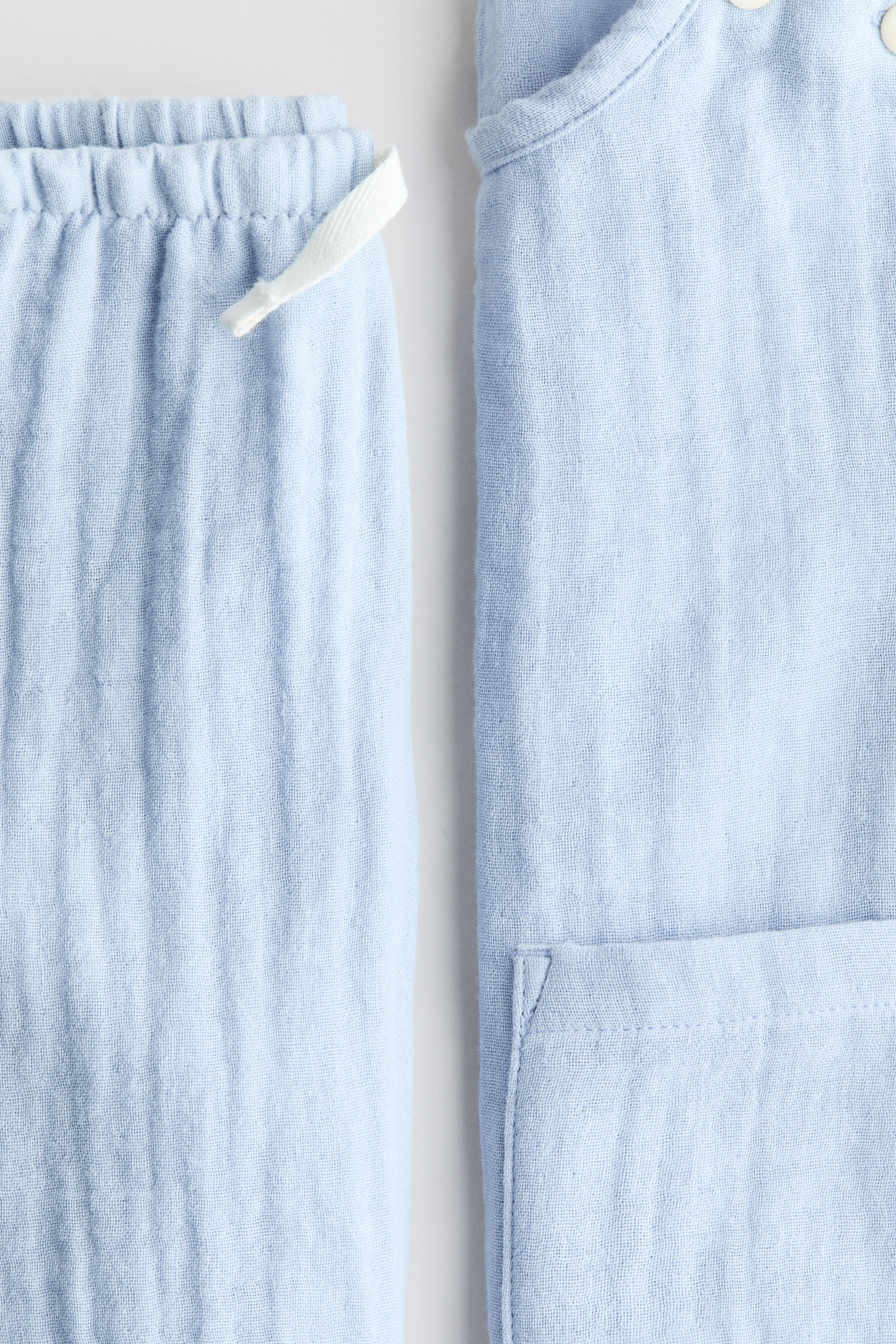 Light blue 2-piece cotton muslin set for kids | H&M IN