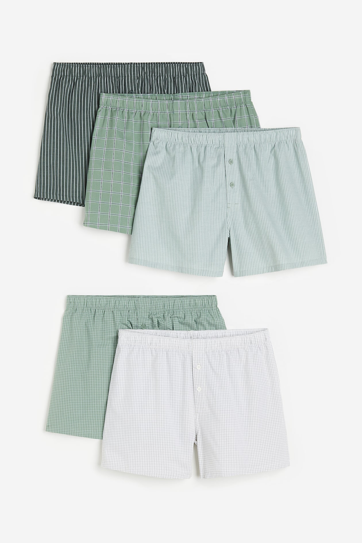 Pack de 5 calzoncillos bóxer de algodón - Cintura estándar - Verde ...