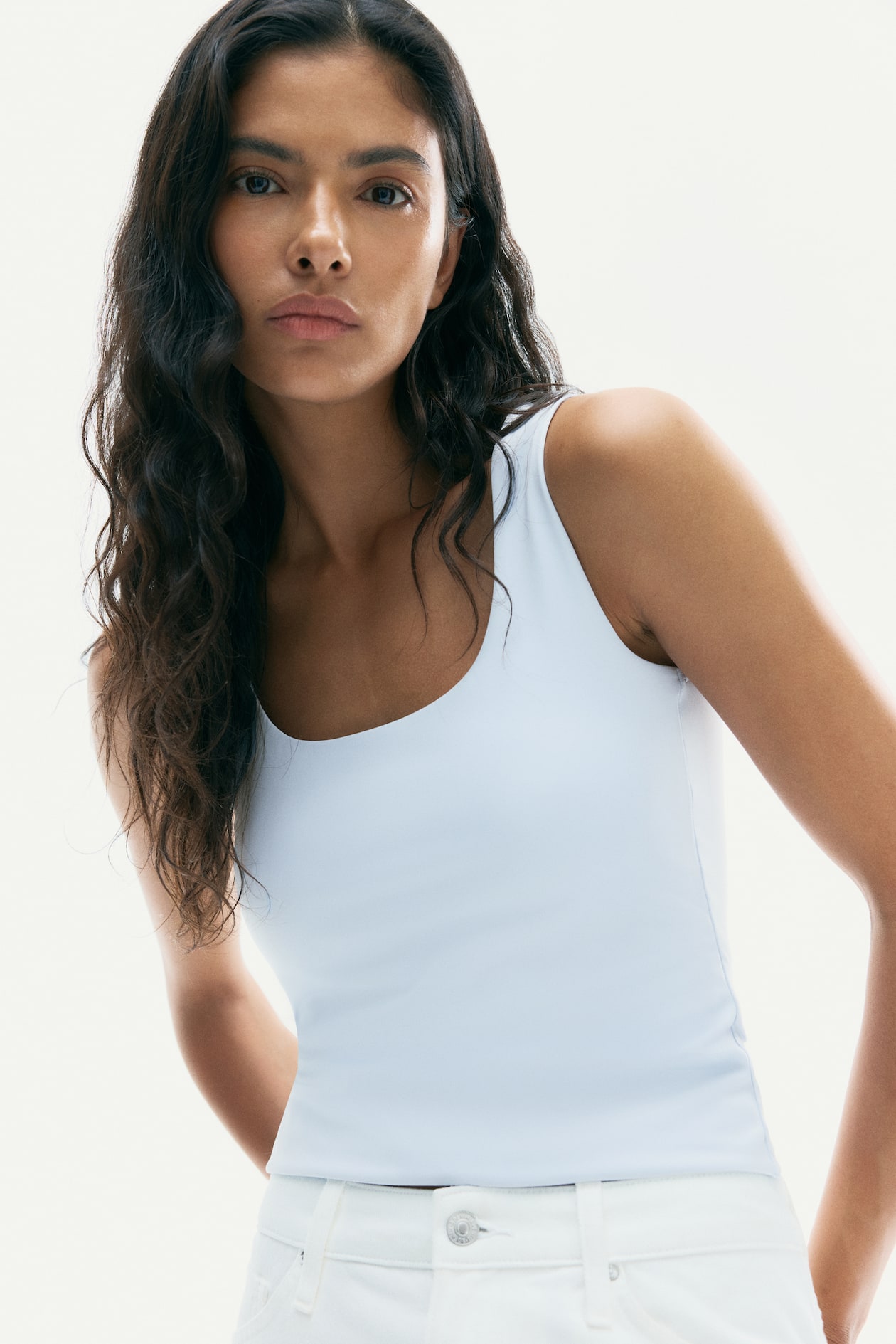 Women's Light blue Microfiber Tank Top | H&M CA