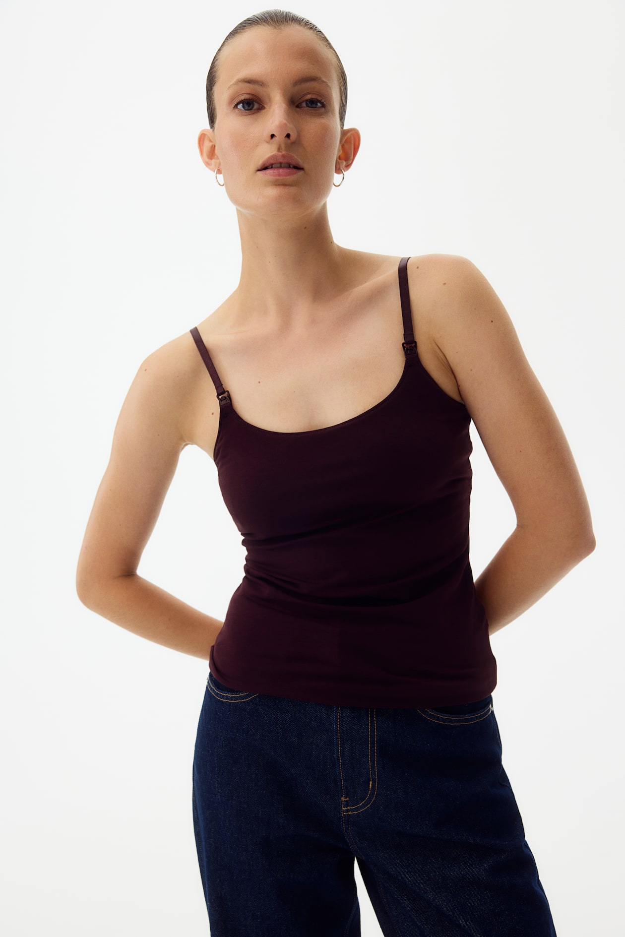 MAMA 3-pack nursing strappy tops - Burgundy/Powder pink - Ladies | H&M GB