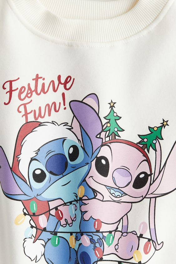 White/Lilo & Stitch Printed Sweatshirt for kids | H&M CA