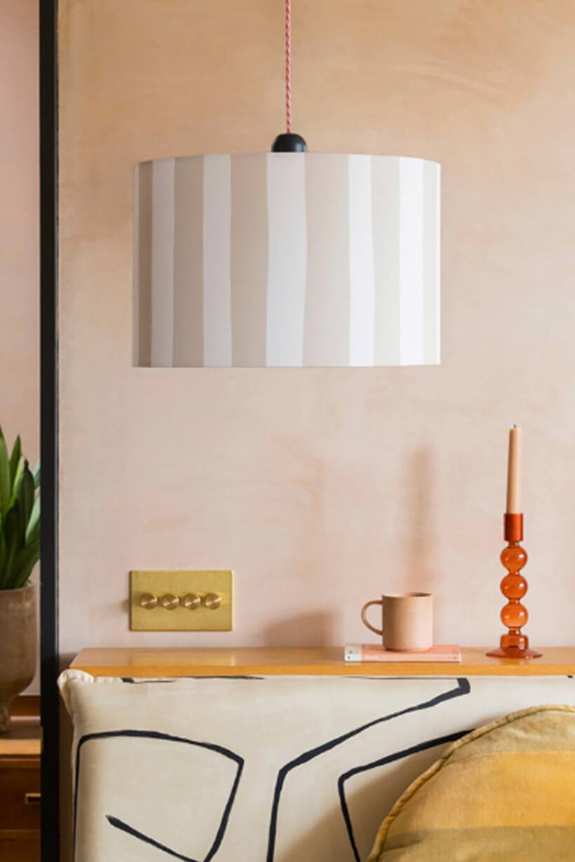 Small Stripe Print Lampshade - White/sand - houseof - Home All | H&M GB