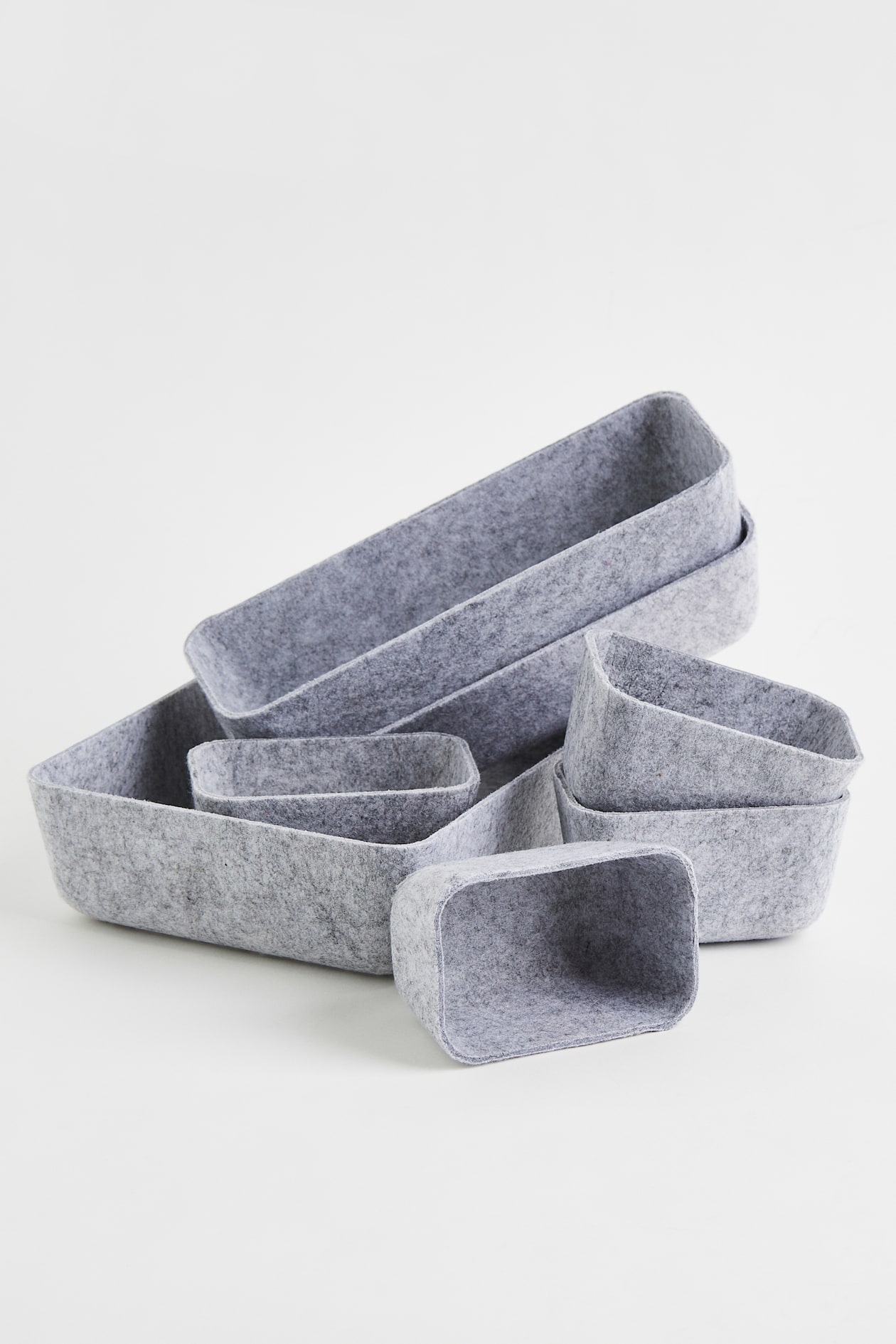 7-piece felted storage basket set - Light grey marl - Home All | H&M GB
