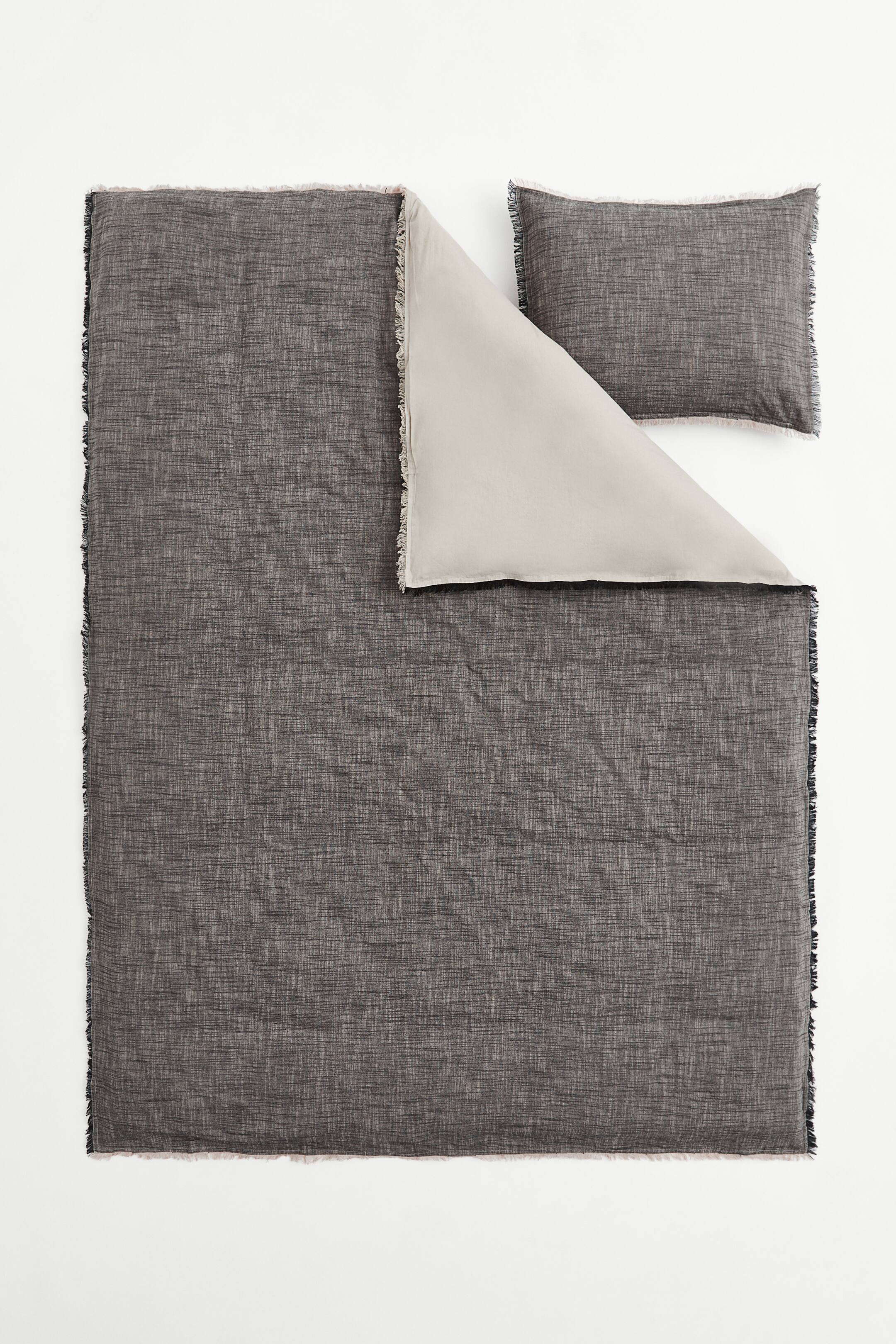 Parure de couette lit simple à effet chiné - Gris - Home All | H&M CA