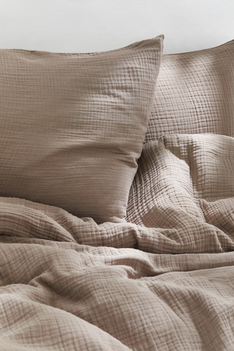 Muslin King/Queen Duvet Cover Set - Taupe - Home All | H&M US